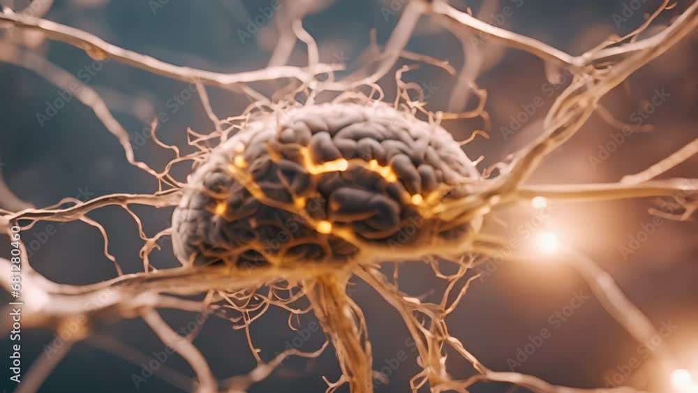 Brain science concept. Neuroscience. 3D digital futuristic brain with ...