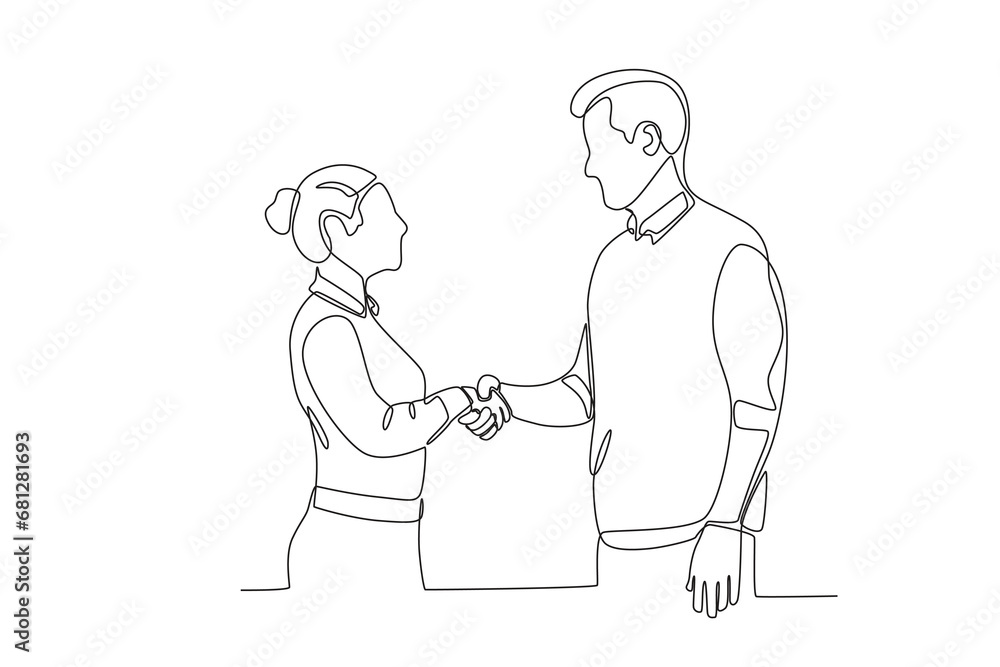 Continuous one line drawing a superiors who are giving appreciation in ...