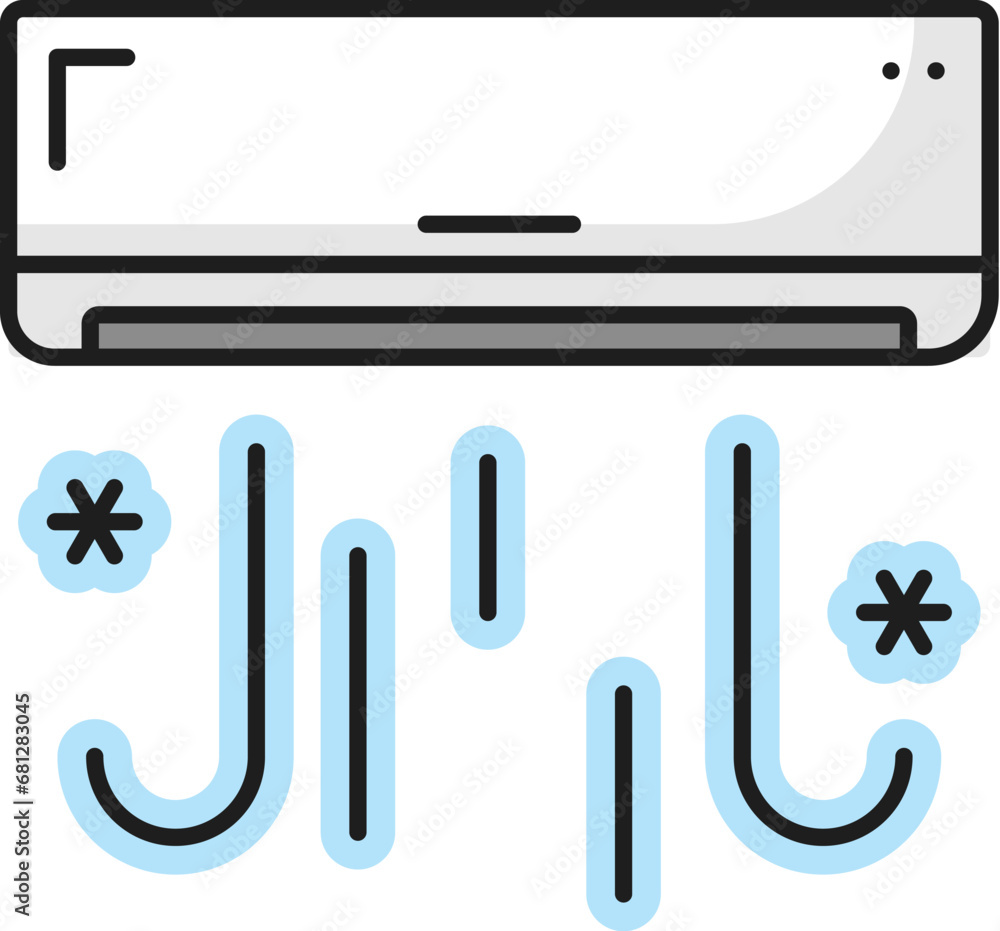 Air conditioner furniture icon, home interior. Apartment or house ...