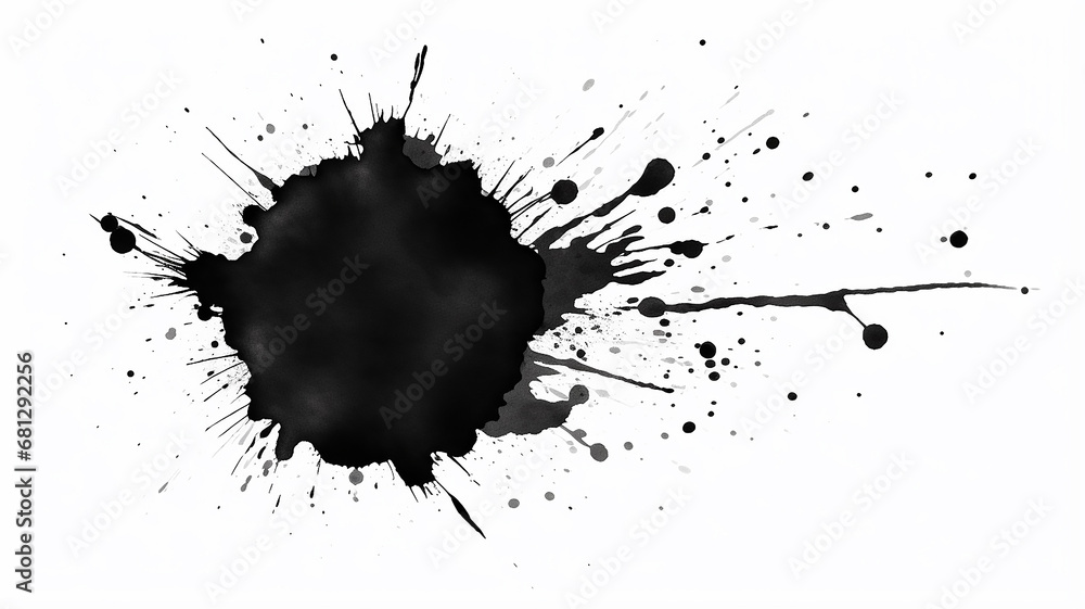 black ink blob spot isolated on white background design object frame ...
