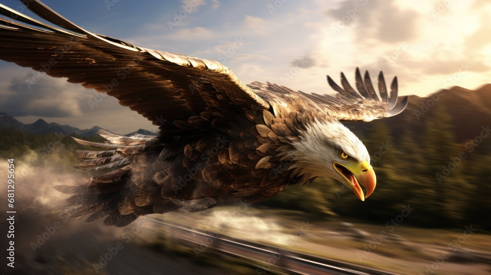 high speed eagle background wallpaper AI generated image Stock ...