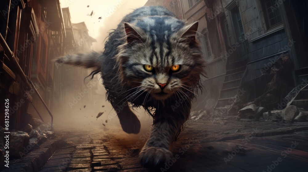 run cat background wallpaper AI generated image Stock Illustration ...