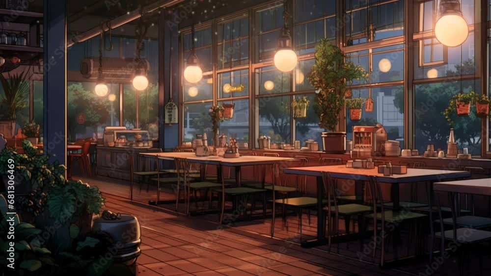 Cozy restaurant or cafe, perfect for streaming. smooth time-lapse ...