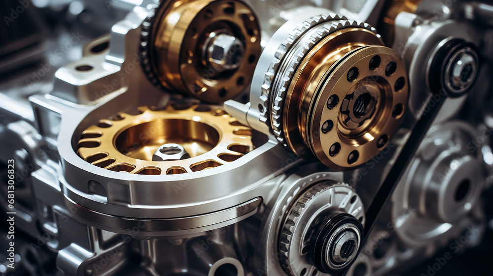 gears replacement of the timing belt in the engine, abstract background ...