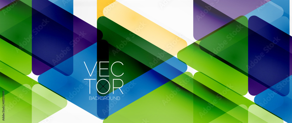 Abstract background. Color transparent triangles in mosaic style with ...