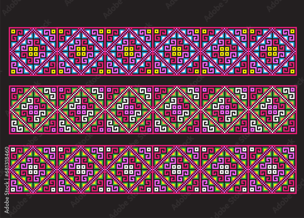 Hmong ethnic pattern.Indigenous embroidery designs. Stock Vector ...