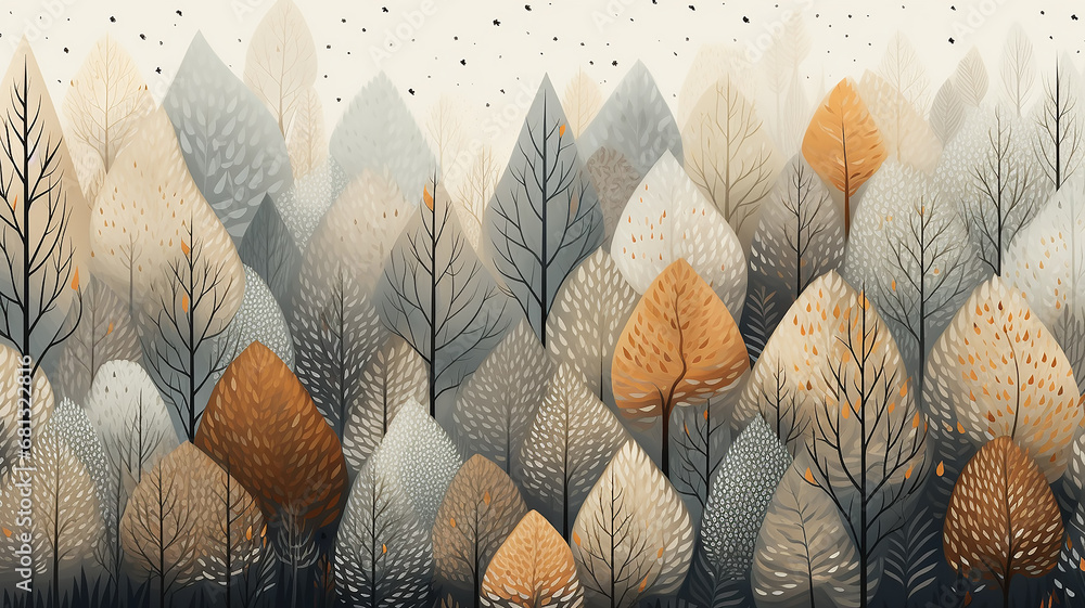 soft softcolor autumn background forest tree line in gray autumn tones ...