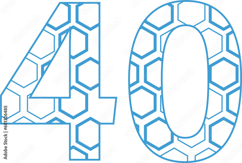 Digital png illustration of blue 40 number with pattern on transparent ...