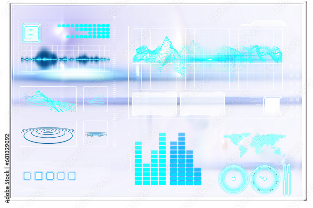 Digital png illustration of digital interface with charts on ...