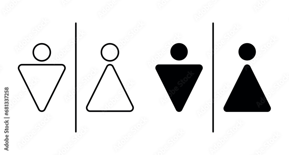 Toilet line icon set, WC signs, restroom symbols editable stroke. Stock ...