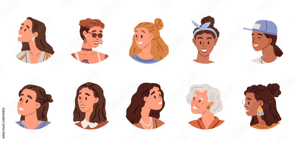 People faces vector illustration. Icons can represent people from ...