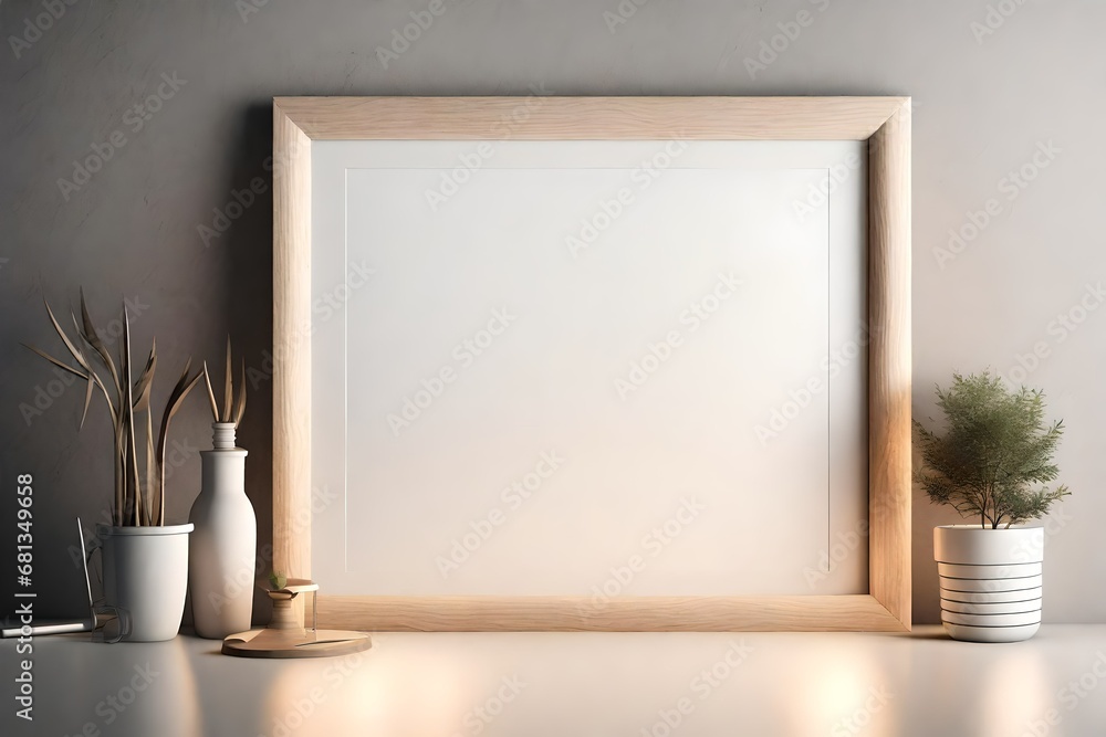 Mockup template for a 3D rendering frame with a gobo light Stock Photo ...