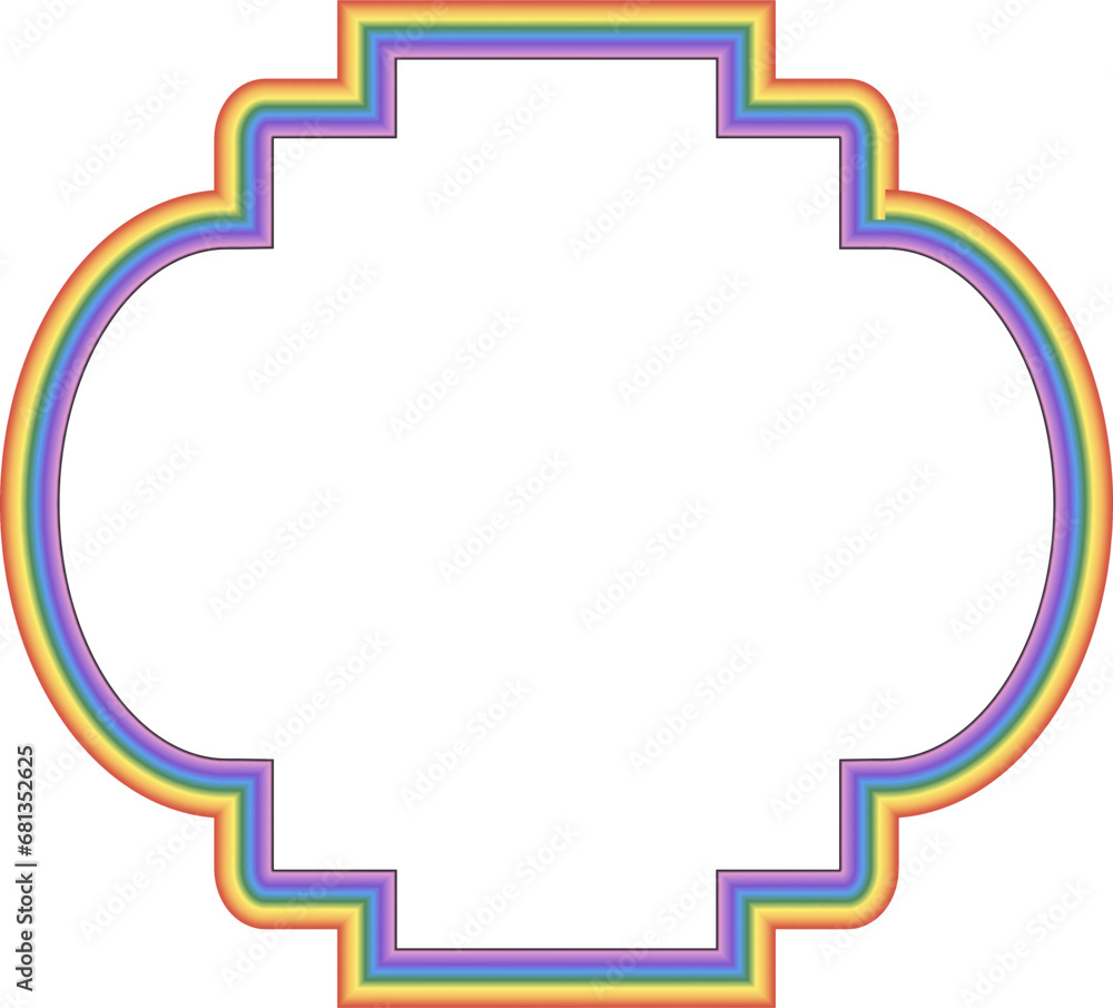 Rainbow frame Square shape vintage frames badges label frames banners ...