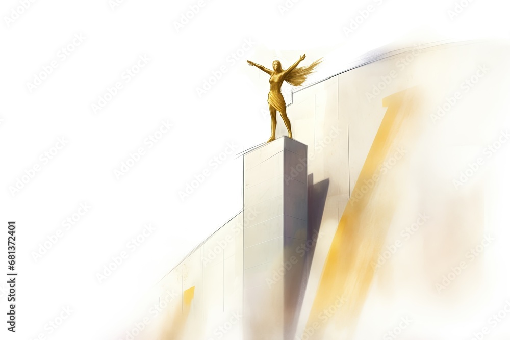 A simple sketch of a golden statue represented as a stele. A drawing of ...