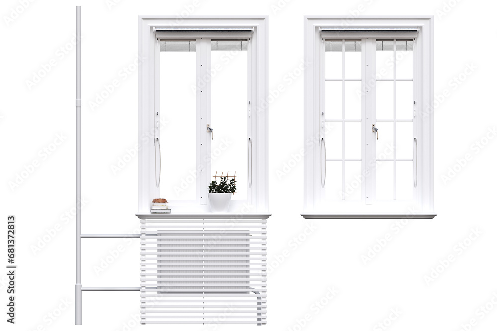 windows in the interior isolated on transparent background, 3D ...