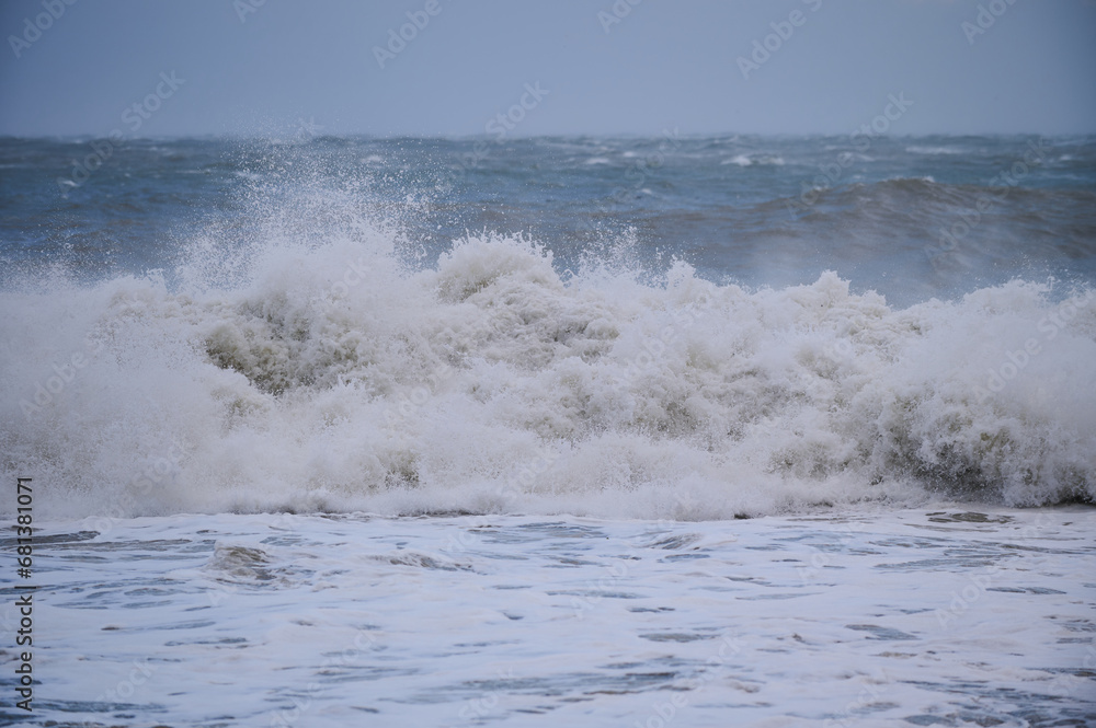 Raging huge waves during an incredibly powerful storm in the Black Sea ...