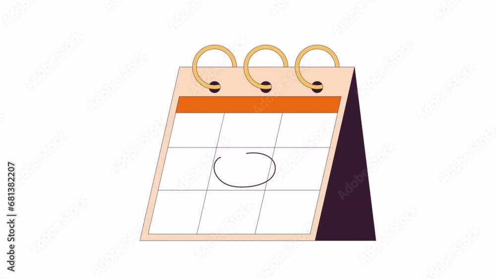 Encircling calendar date on flip calender line 2D object animation ...