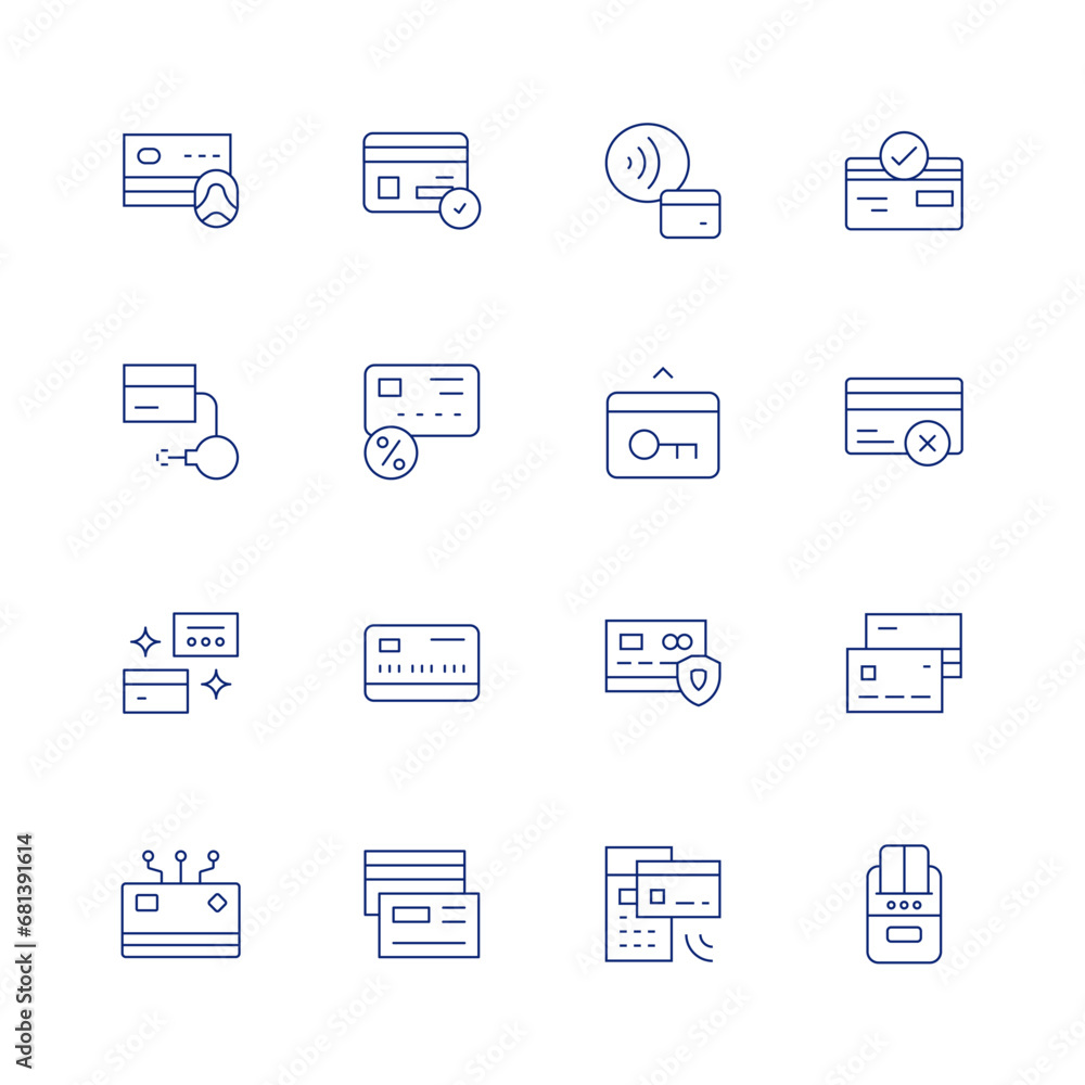 Credit card line icon set on transparent background with editable ...