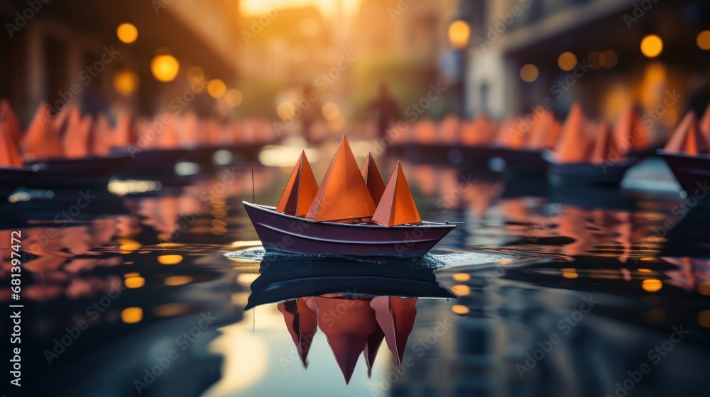 Origami paper ship boats, female success leadership, strategy planning ...