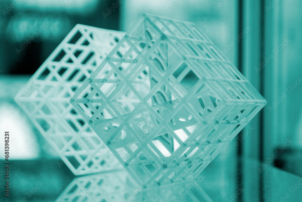 Abstract art object printed on 3D printer from photopolymer. SLA. Model ...