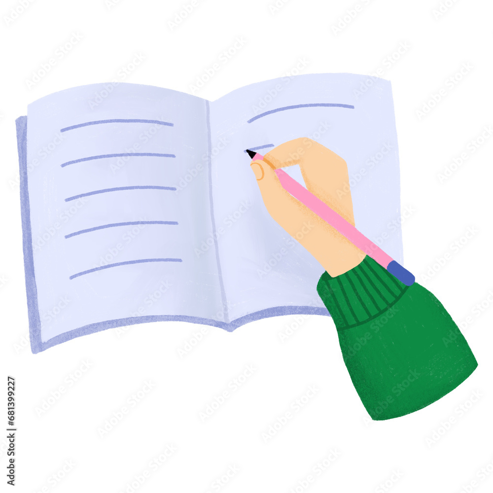 Writing diary hand drawn clipart Stock Illustration | Adobe Stock