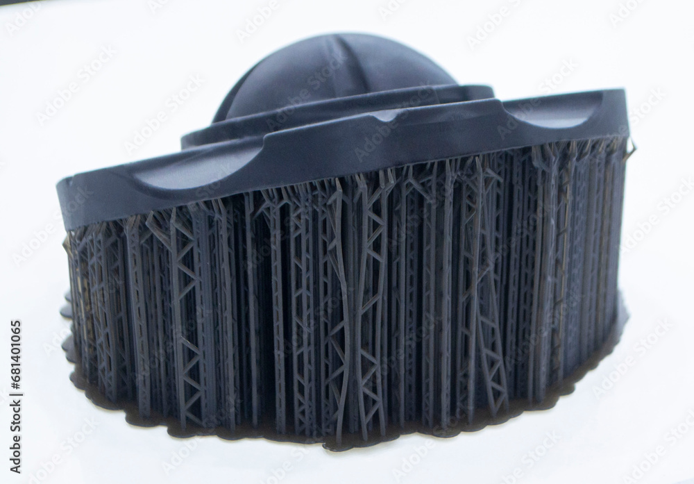 Black abstract object printed on 3D printer from photopolymer isolated ...