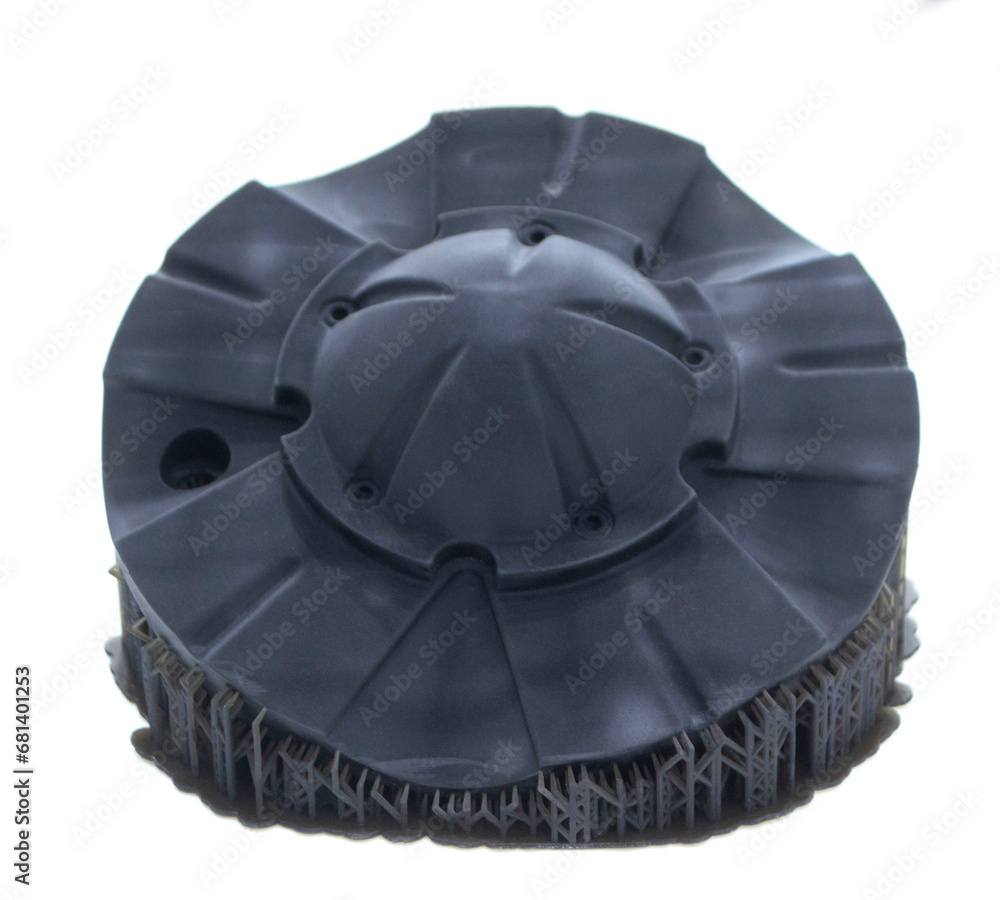 Black abstract object printed on 3D printer from photopolymer isolated ...