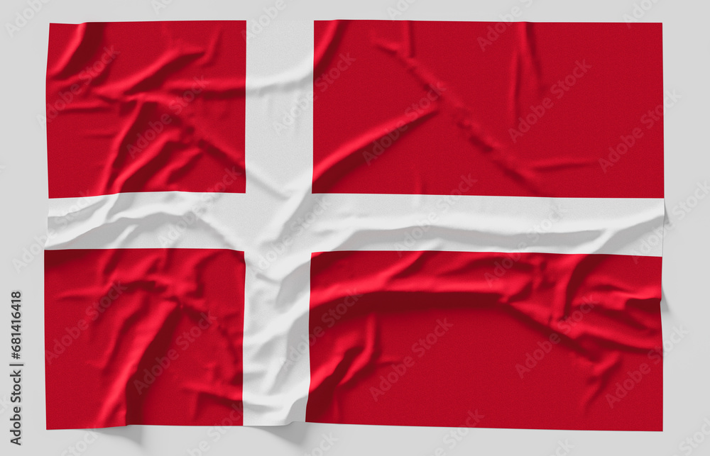 Flag of Denmark. Fabric textured Denmark flag isolated on white ...