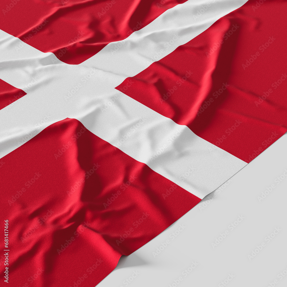 Flag of Denmark. Fabric textured Denmark flag isolated on white ...
