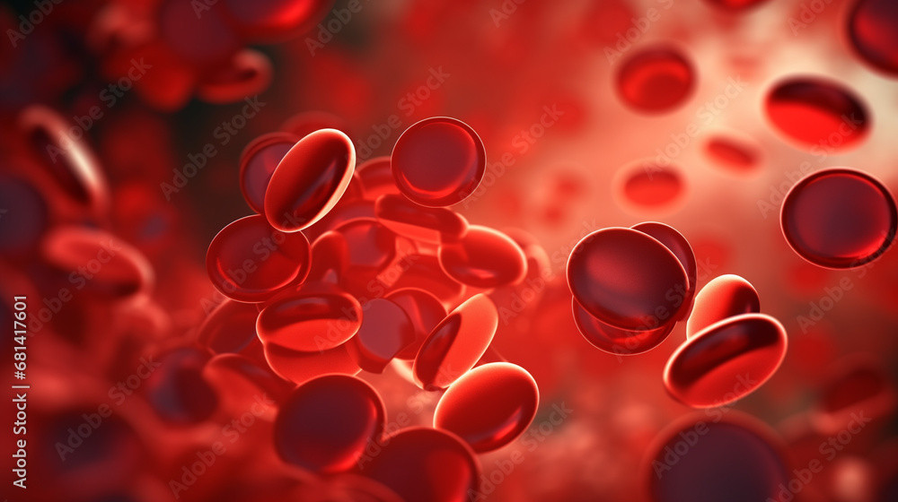 Red blood cells through microscope 3D model bloodstream medical ...