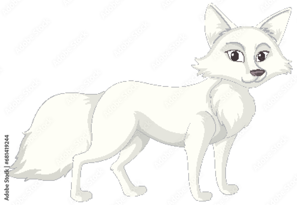 Cute white fox cartoon isolated Stock Vector | Adobe Stock