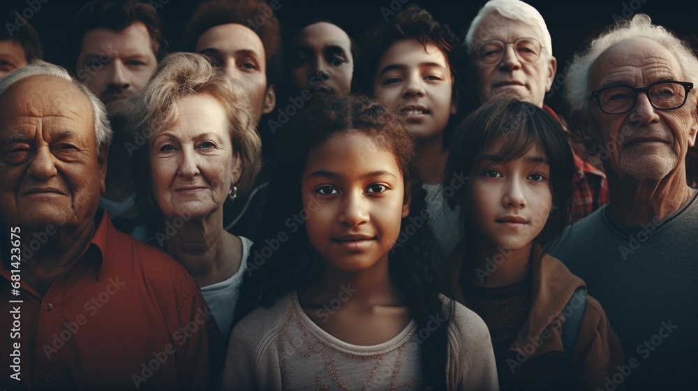 Illustrate a multigenerational scene with people of different ages and ...