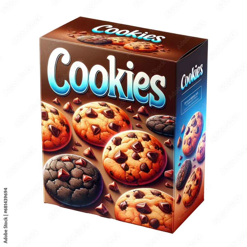 Cookies box package isolated on white transparent background, png Stock ...