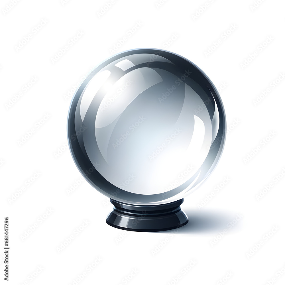 Crystal Ball on Black Stand with Reflective Surface - Concept of ...