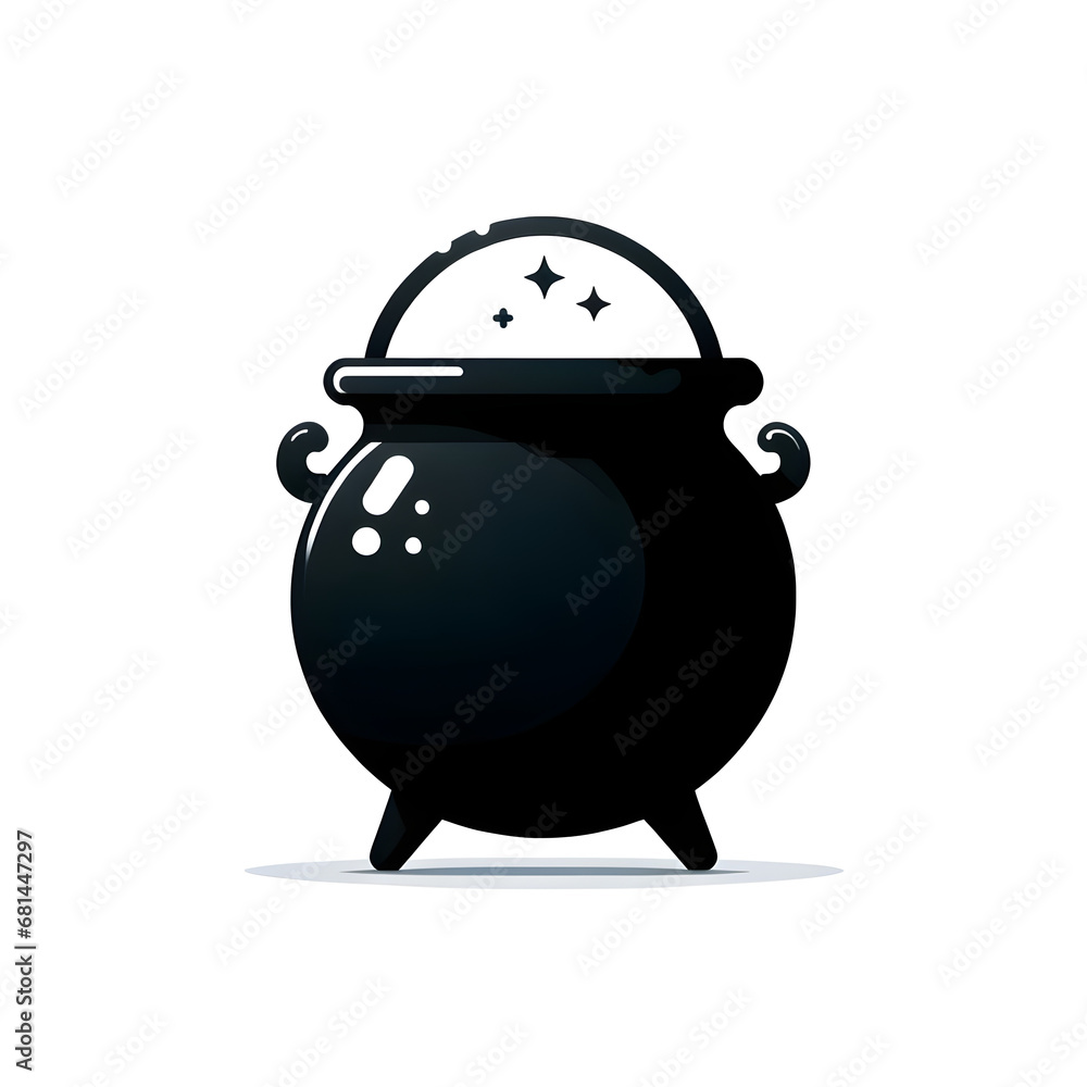 Magical Stylized Cauldron Illustration with Sparkling Stars: Modern ...