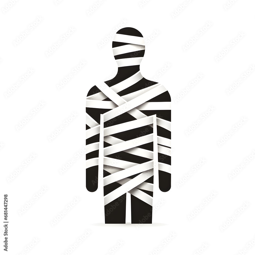 Mysterious Human Form Wrapped in Black and White Stripes - Bandage ...