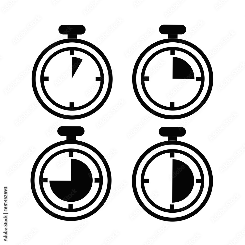 timer icon collection.5,15,30 and 45 minute icon.stopwatch icon Stock ...