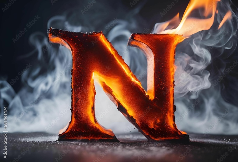 AI generated illustration of an illuminated letter N against a backdrop ...