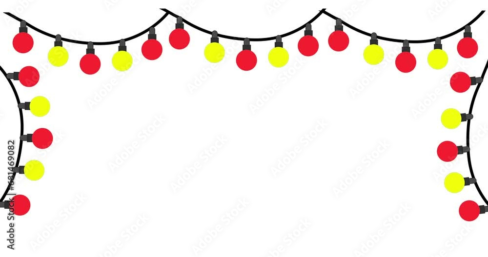 4k realistic christmas string lights on a green screen background ...