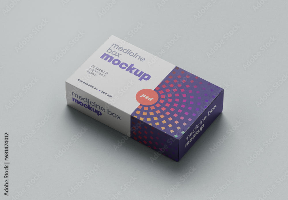 Pill Box Medicine Packaging Mockup Stock Template | Adobe Stock