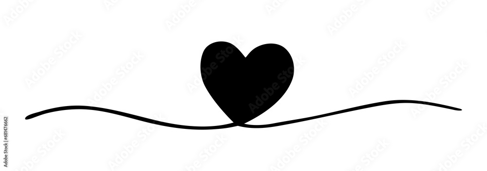 Heart Valentine's Day swash hand painted with brush and ink. Png ...