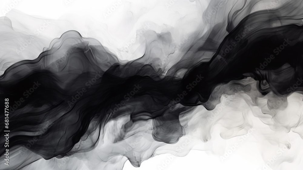 A highly detailed digital illustration of a black and white abstract ...
