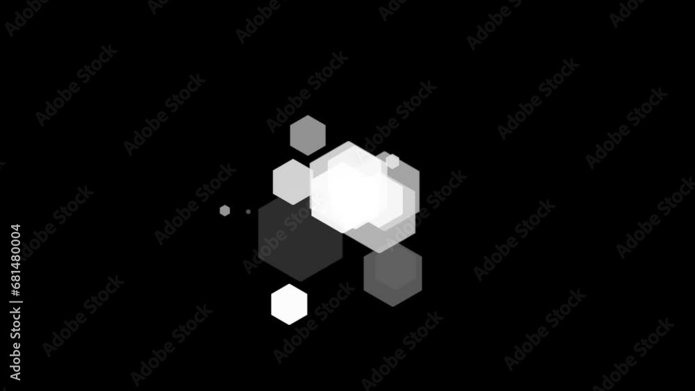 Hexagon shapes blinking on black background 4k footage, hexagon animation, christmas overlays ...