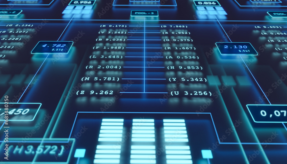 Node tree. Digital switch board with signal lights. Industry, data ...