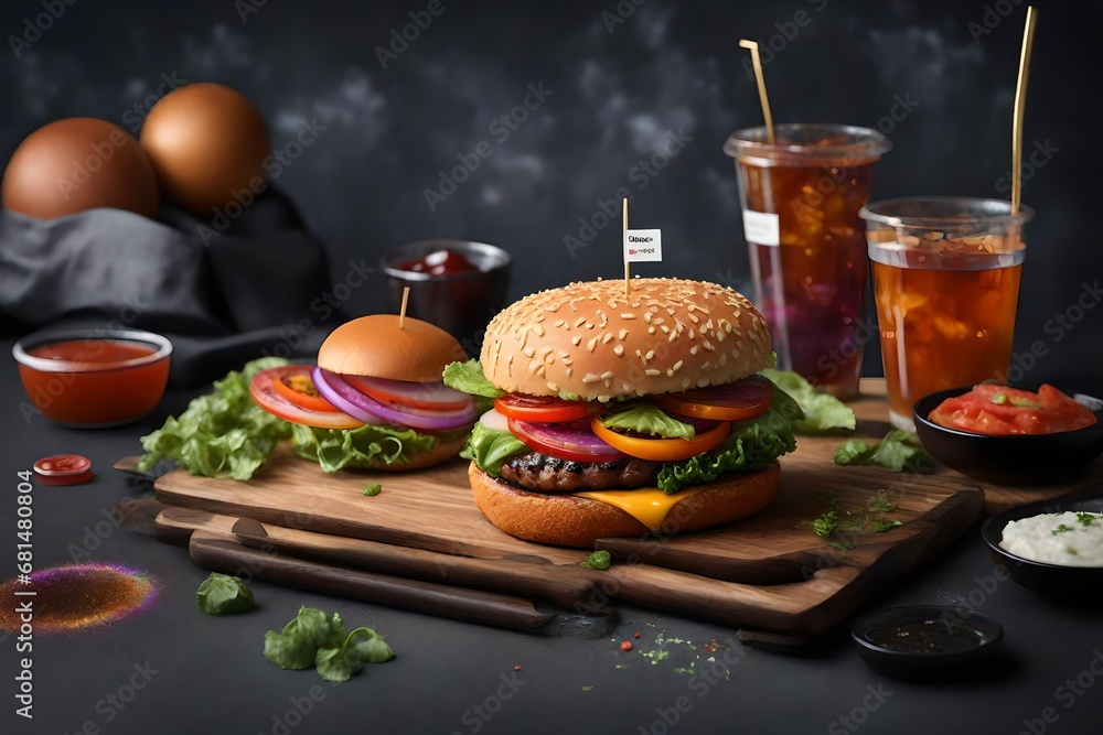 Design an AI-rendered gourmet burger with holographic toppings that ...