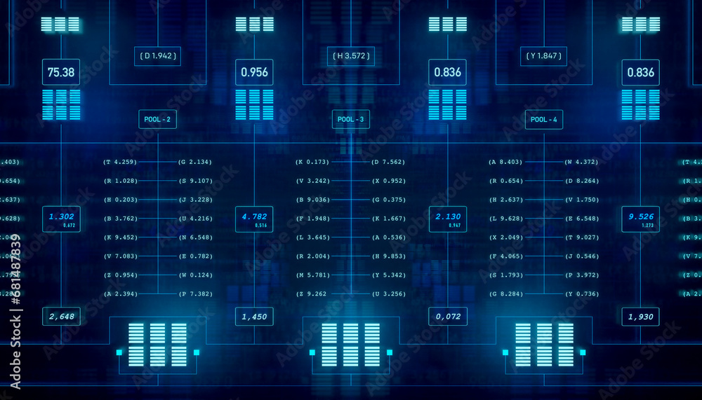 Node tree. Digital switch board with signal lights. Industry, data ...