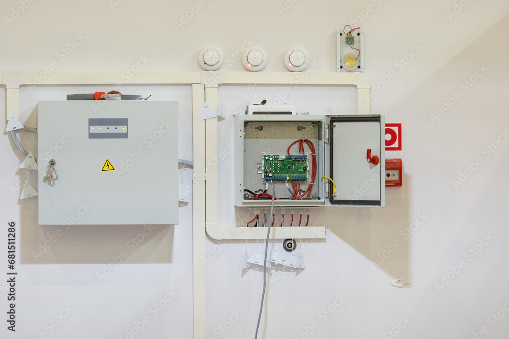 Energy equipment. Power panel with digital board. Small electrical ...