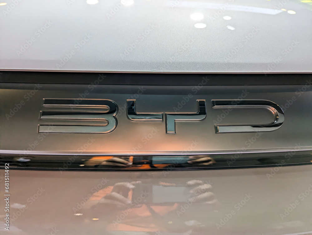Manila, Philippine - Oct 21, 2023: A silver BYD Atto 3 Electric ...