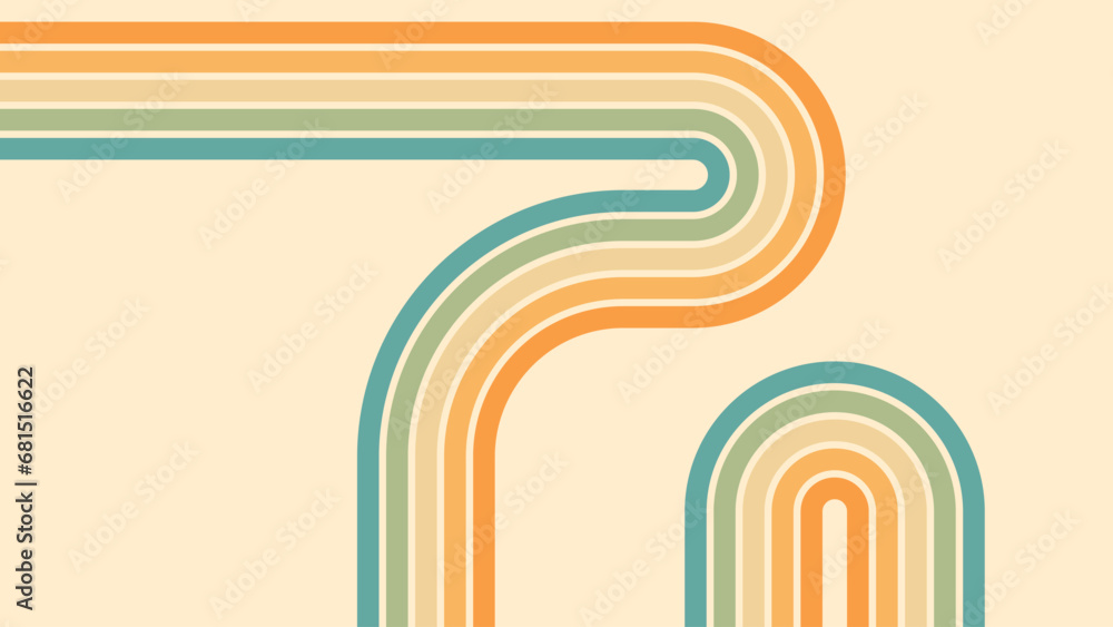 Abstract background of rainbow groovy Wavy Line design in 1970s Hippie ...