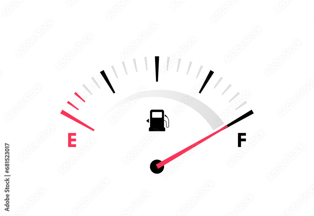 Fuel gauge scale with full level. Fuel measuring by gauge for control ...